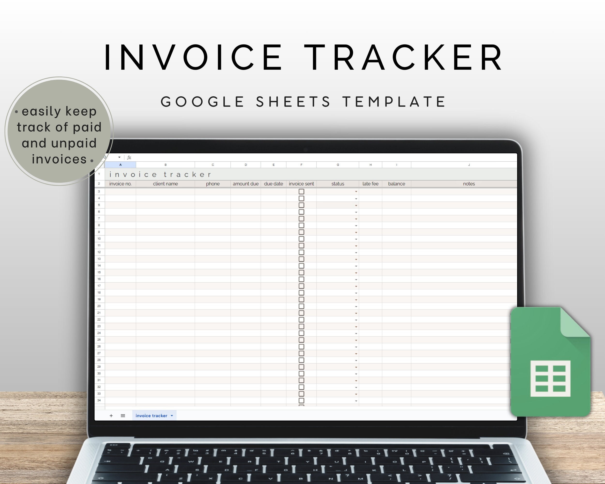 Invoice Tracker Google Sheets Google Sheets Template - Etsy