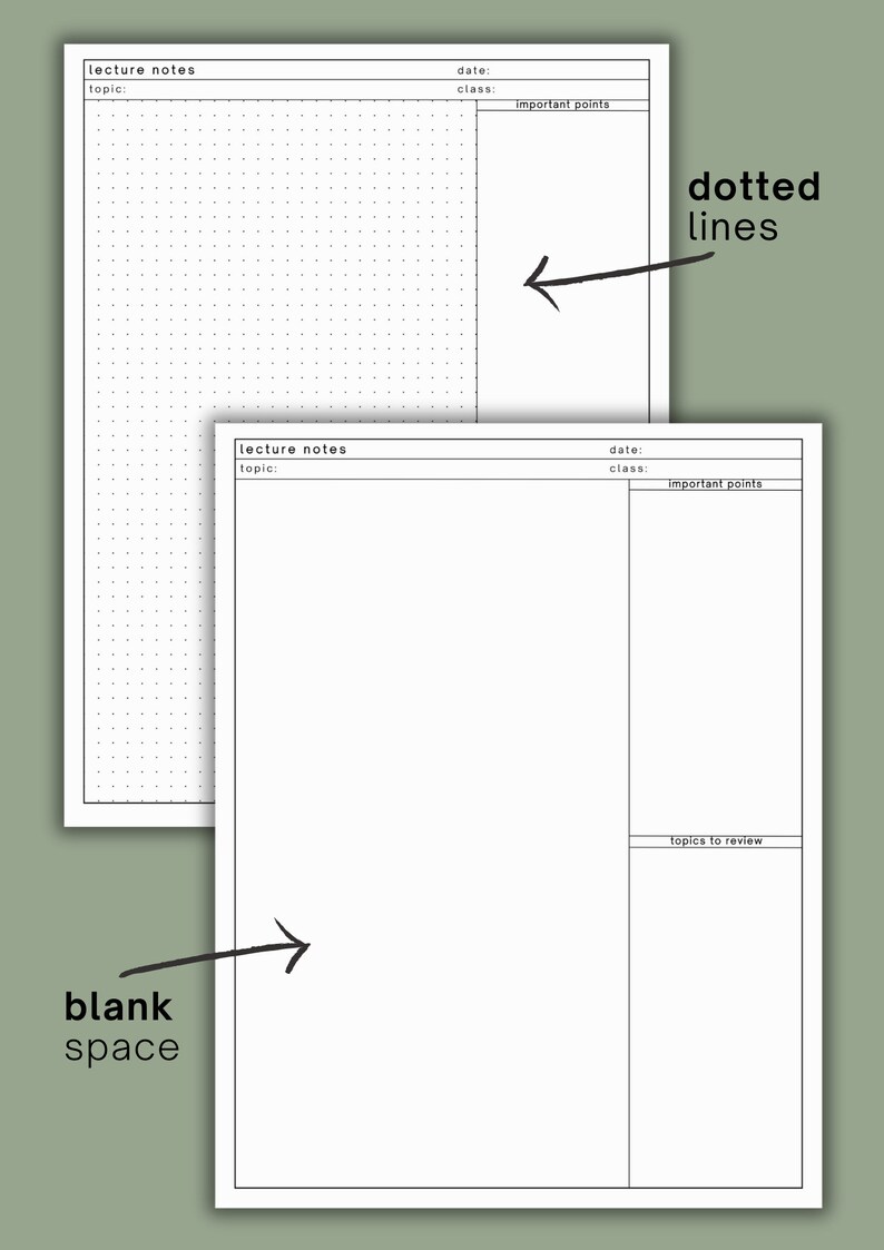 Study Notes Template | Study Planner | College Student Lecture Notes ...