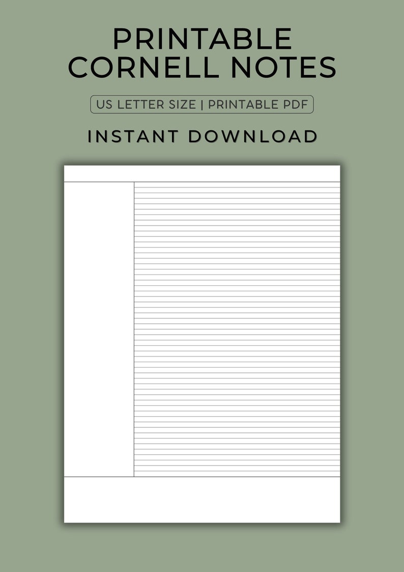 Printable Cornell Notes Template | Ruled Paper for Note Taking ...