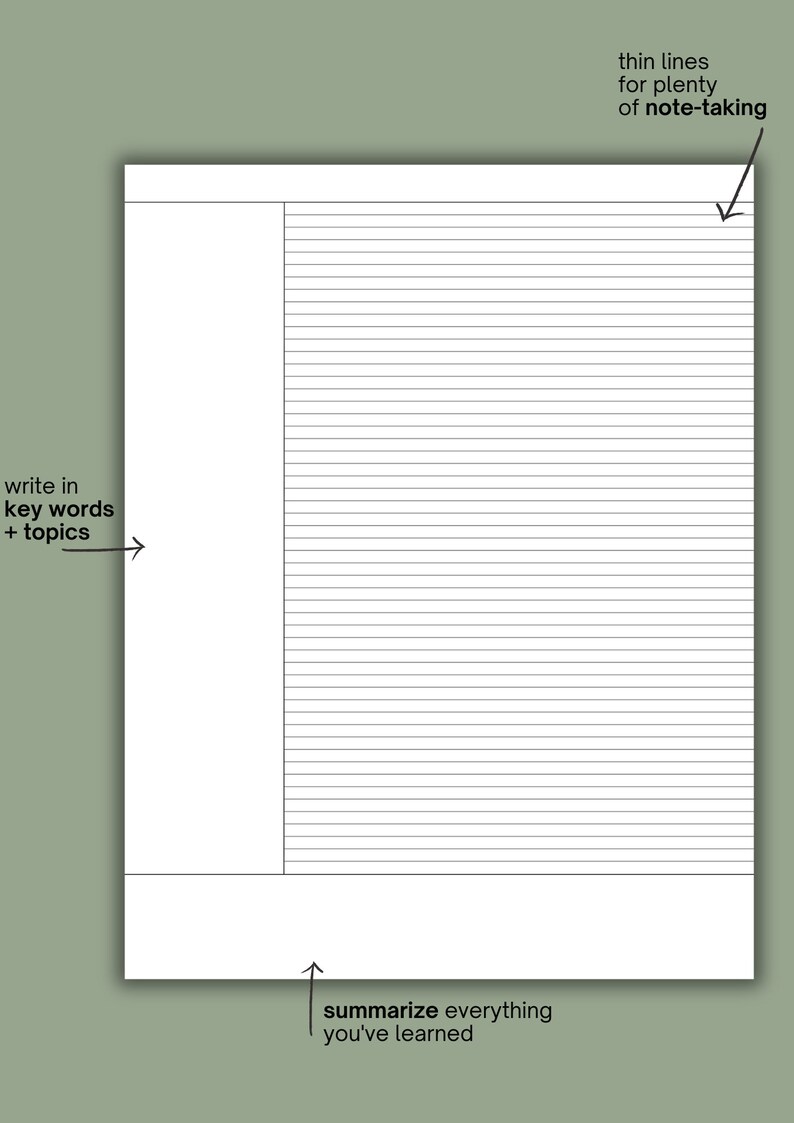 Printable Cornell Notes Template | Ruled Paper for Note Taking ...