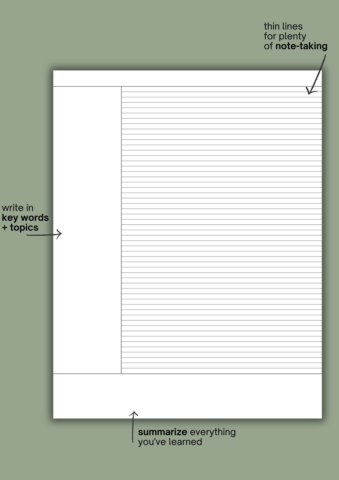 Printable Cornell Notes Template | Ruled Paper for Note Taking ...