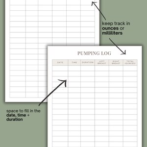 Printable Daily Pumping Log Tracker Pumping Log Feed Log - Etsy