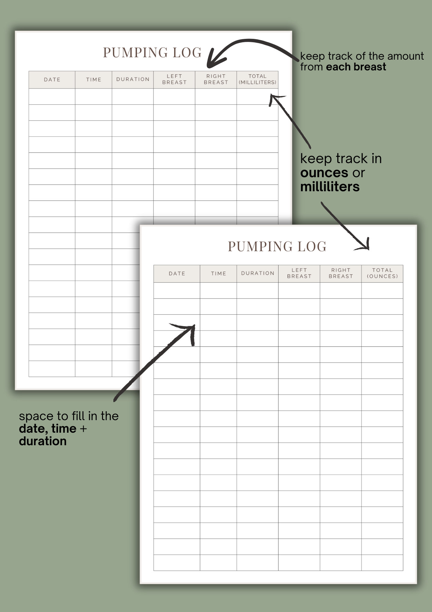 Printable Daily Pumping Log Tracker Pumping Log Feed Log - Etsy