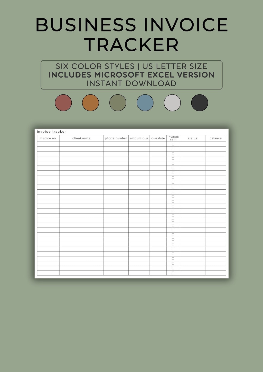 Invoice Tracker Invoice Tracker Spreadsheet Excel - Etsy