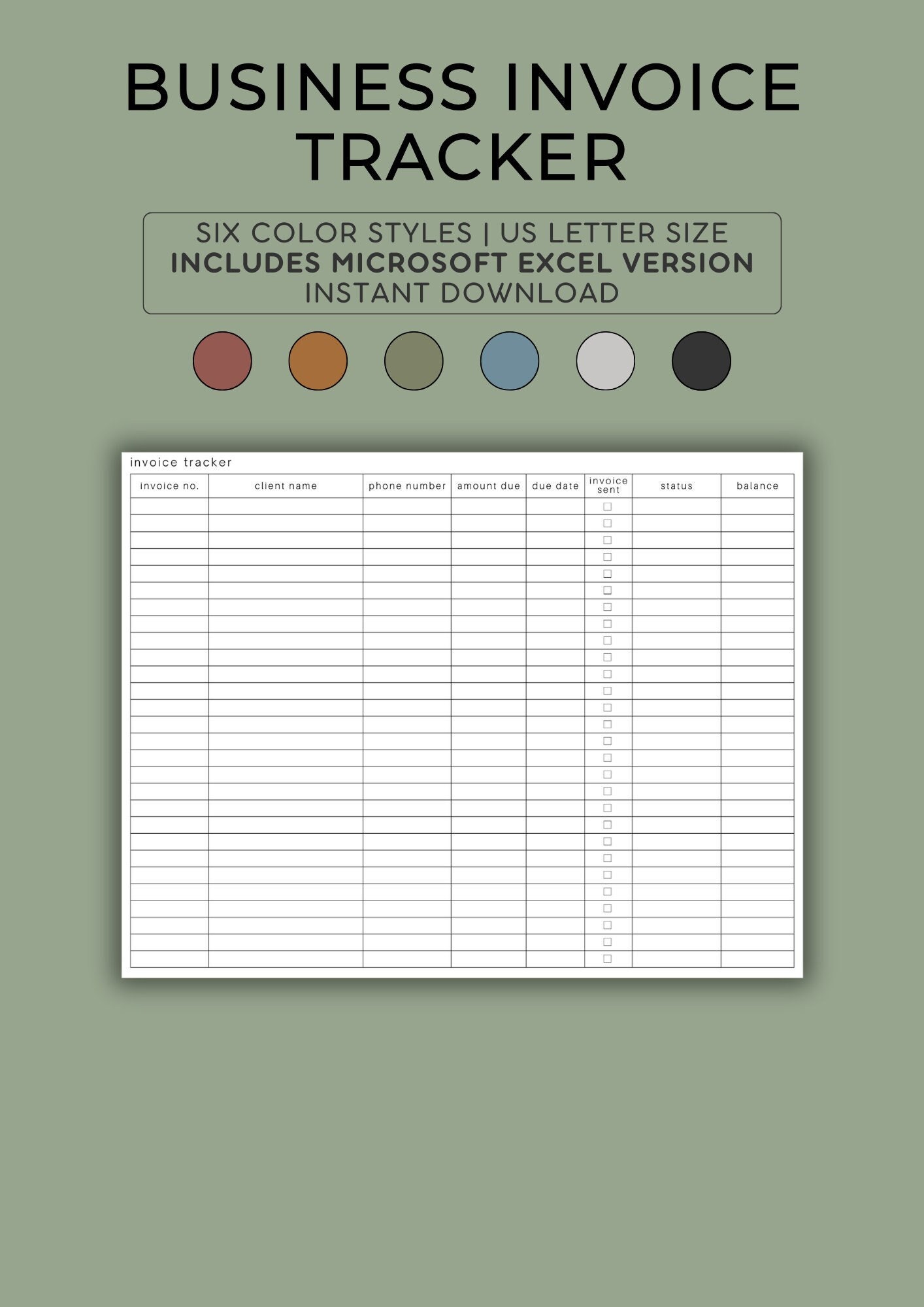 Invoice Tracker Invoice Tracker Spreadsheet Excel - Etsy