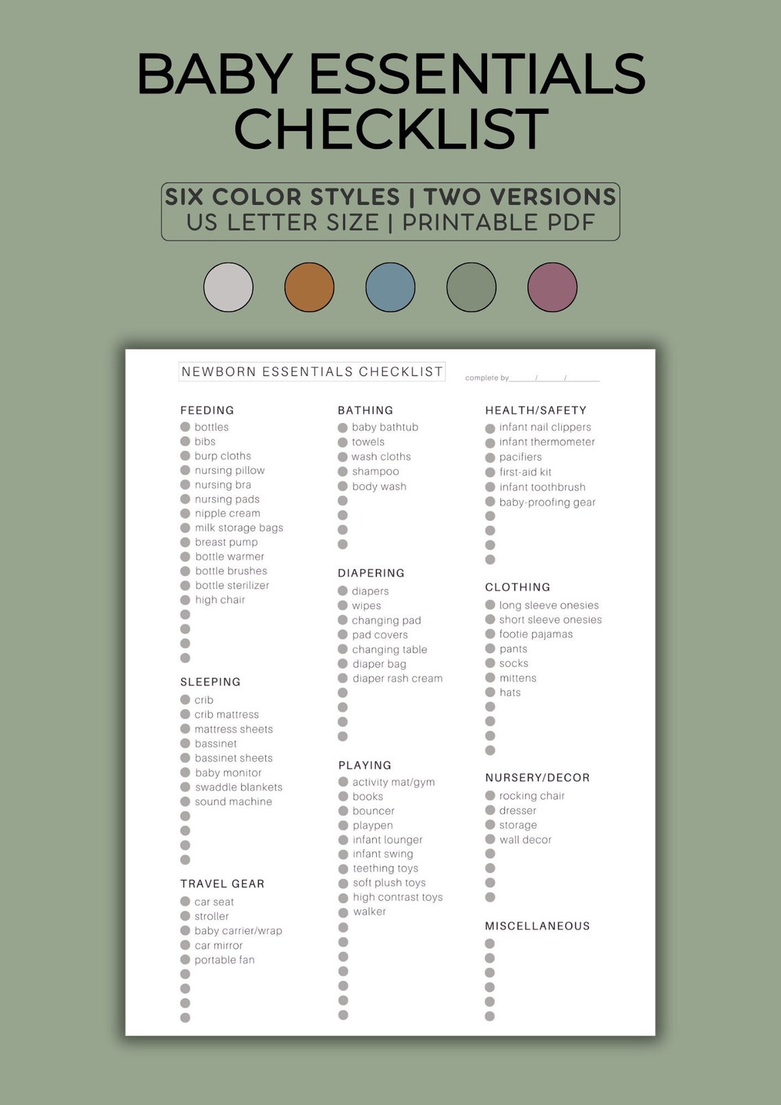 Baby Essentials Checklist Printable | Newborn Checklist | Baby Registry ...