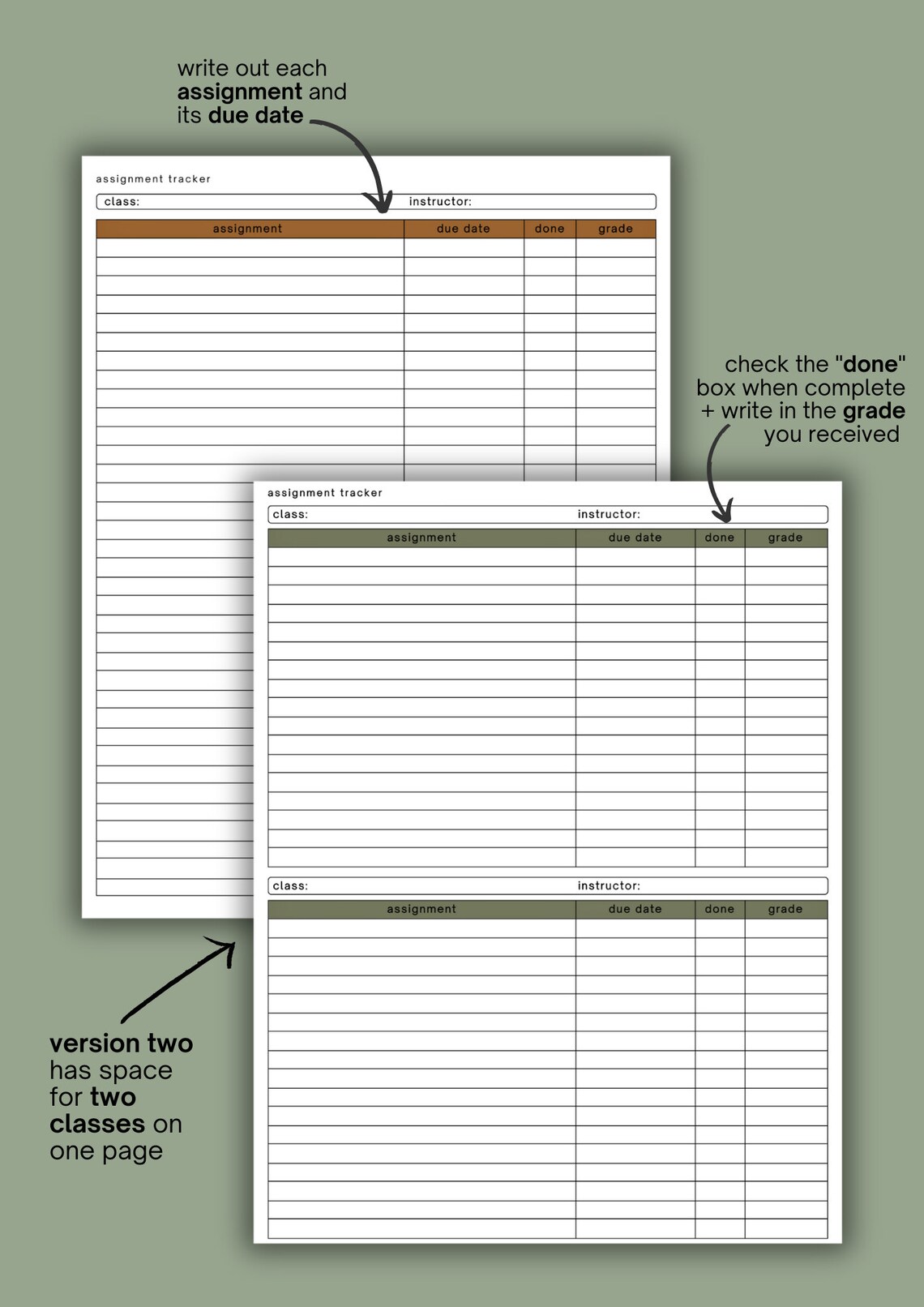 Assignment Tracker Printable Assignment Planner Student Assignment ...