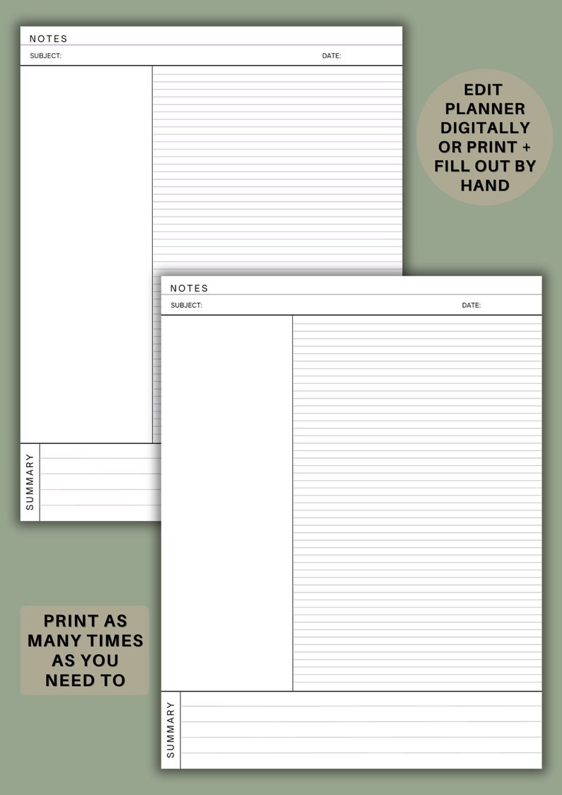 Printable Cornell Notes Template | Ruled Paper for Note Taking ...