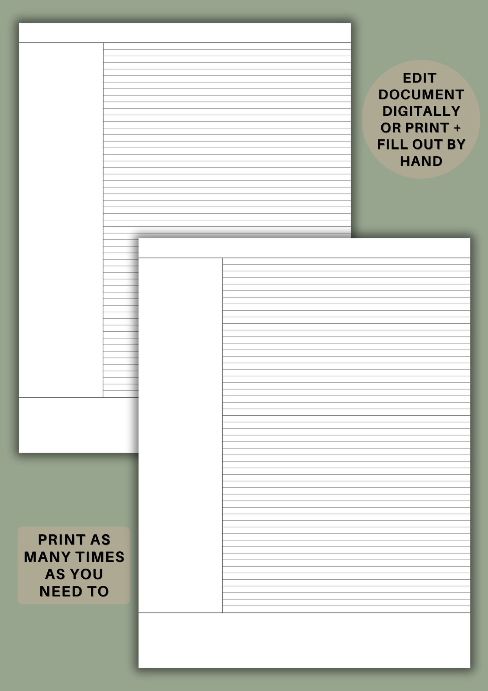 Printable Cornell Notes Template | Ruled Paper for Note Taking ...