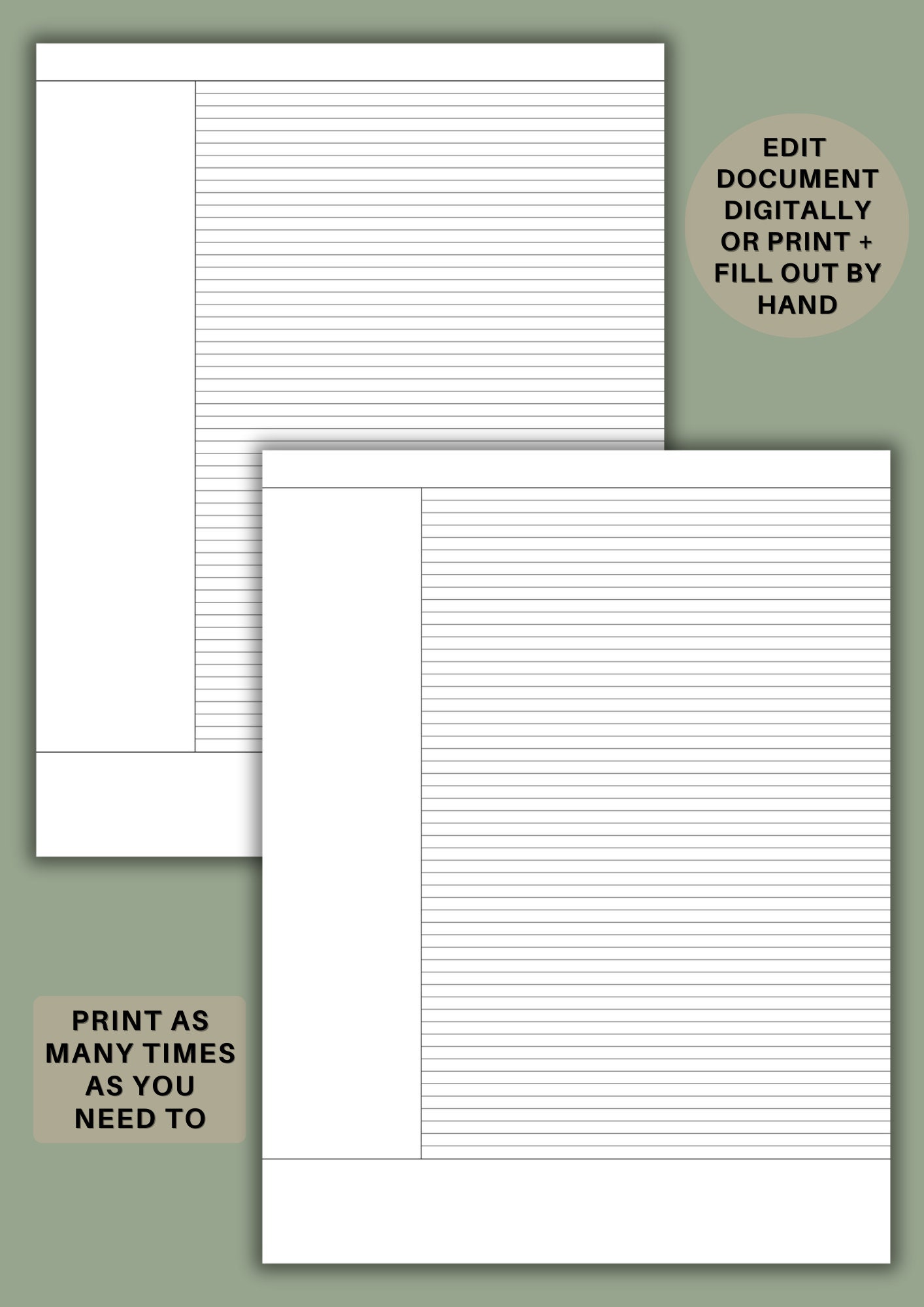 Printable Cornell Notes Template | Ruled Paper for Note Taking ...