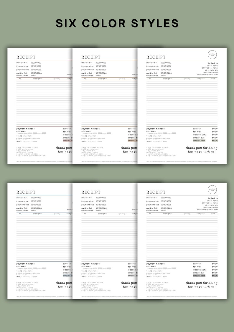 Receipt Template Business Receipt Template Editable Receipt Template ...