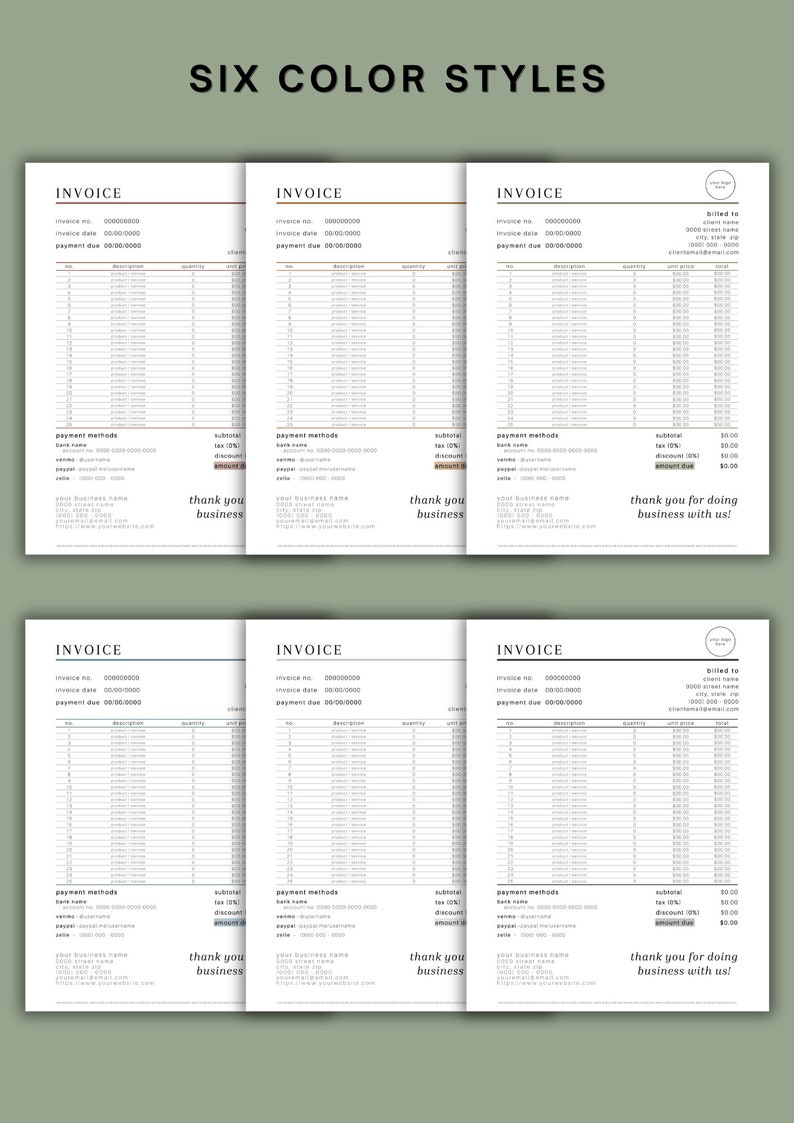 Invoice Template | Editable Business Invoice | Modern Client Invoice ...