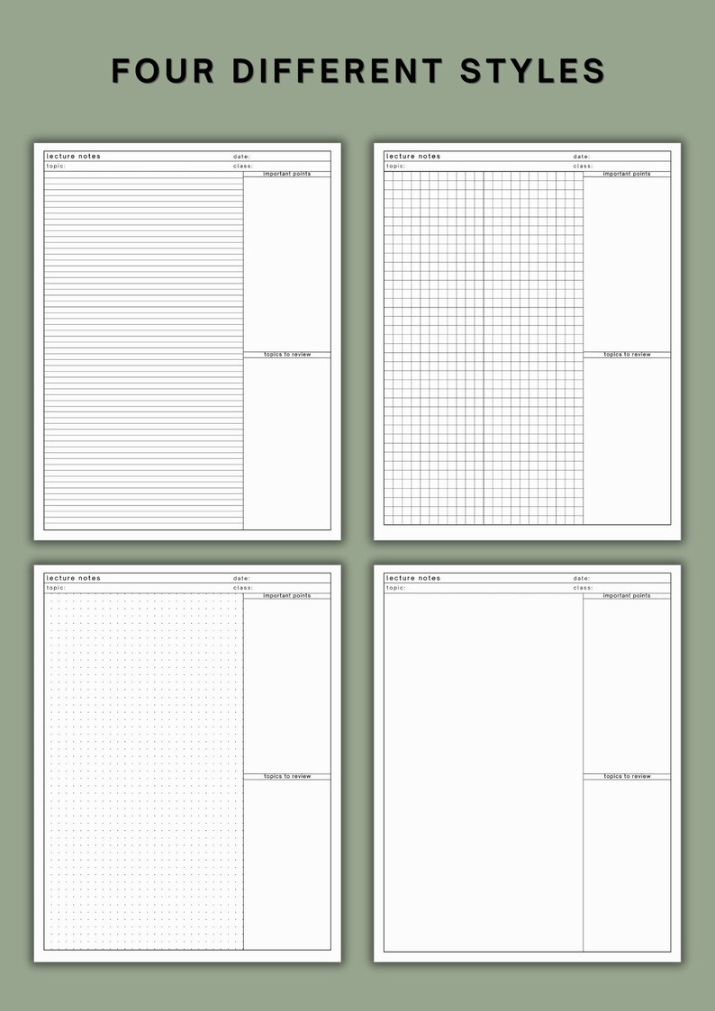Study Notes Template | Study Planner | College Student Lecture Notes ...