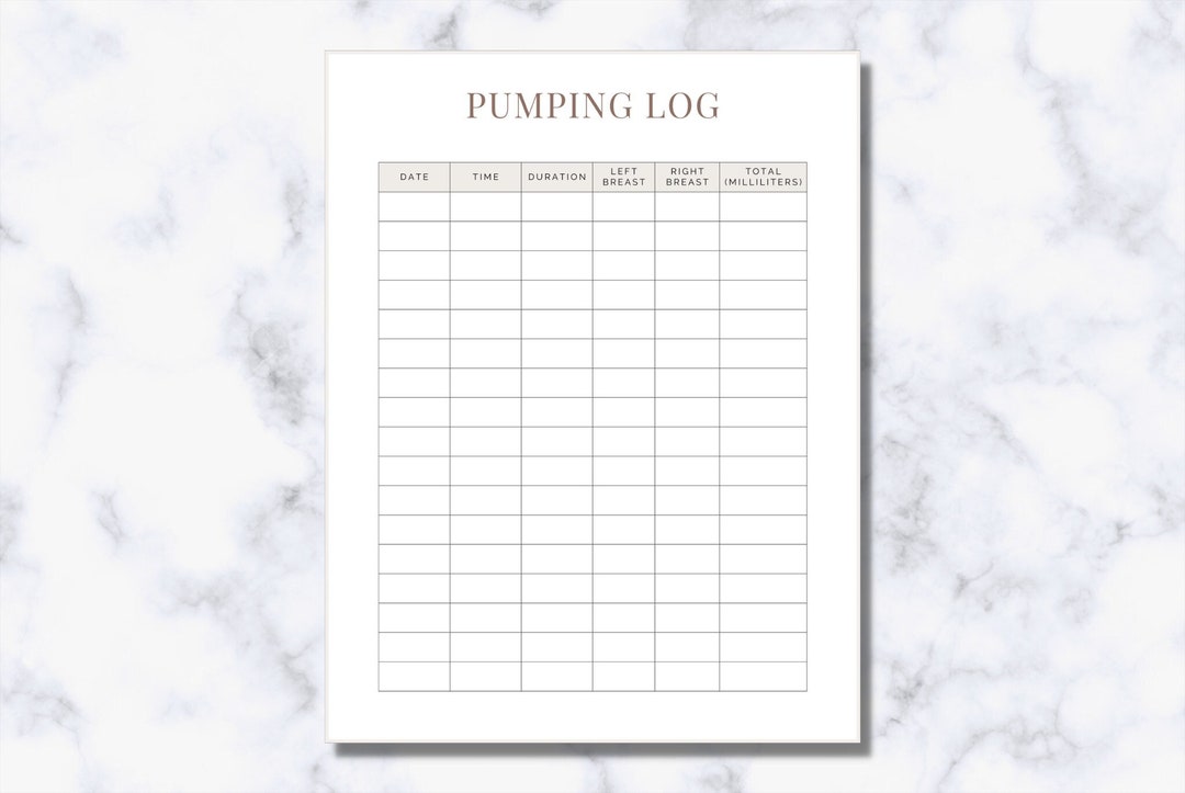 Printable Daily Pumping Log Tracker Pumping Log Feed Log - Etsy