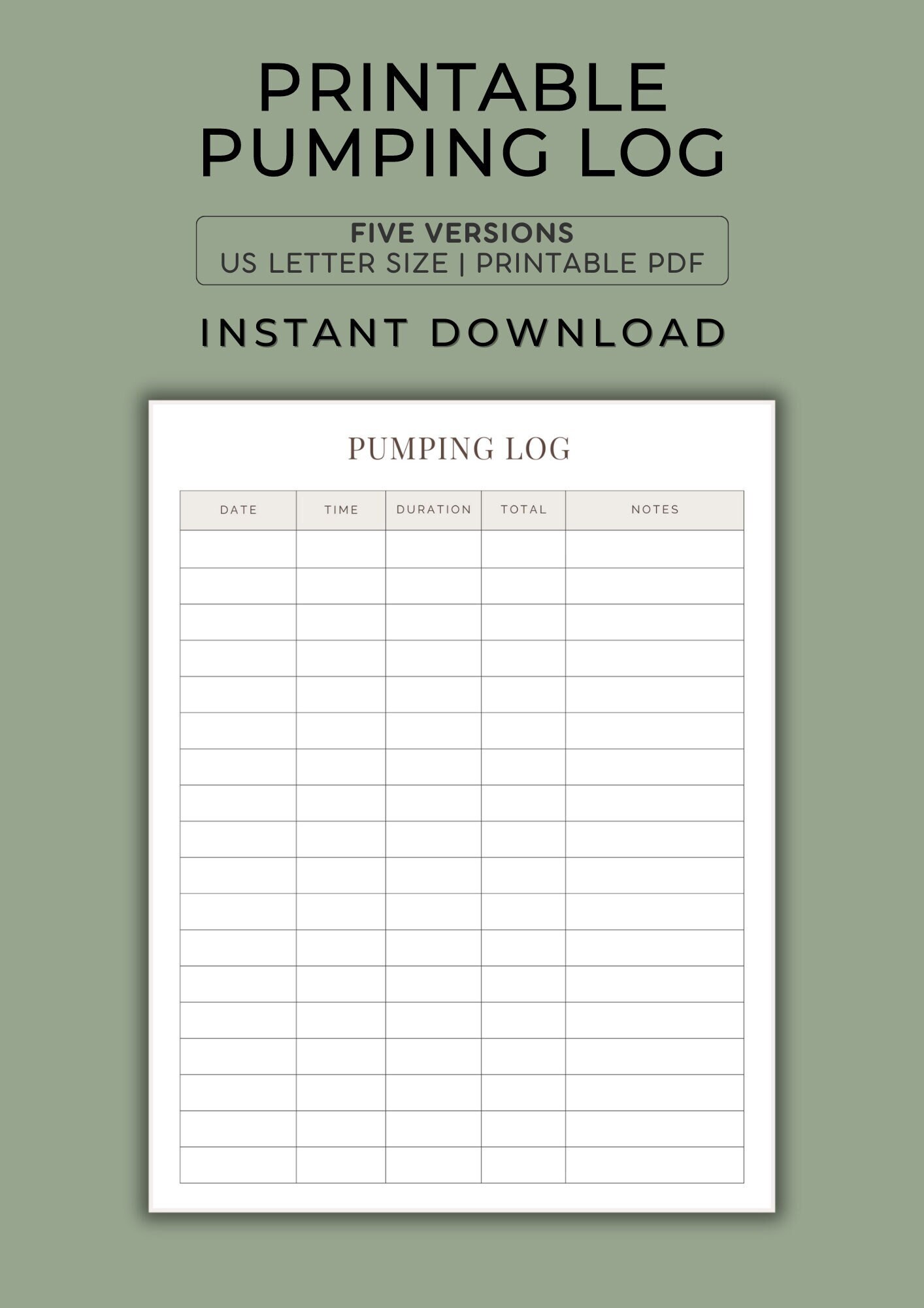Printable Daily Pumping Log Tracker | Pumping Log | Feed Log | Baby ...