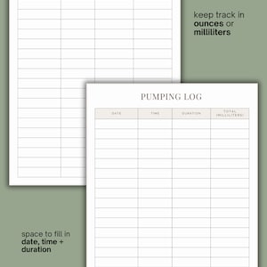 Printable Daily Pumping Log Tracker | Pumping Log | Feed Log | Baby ...