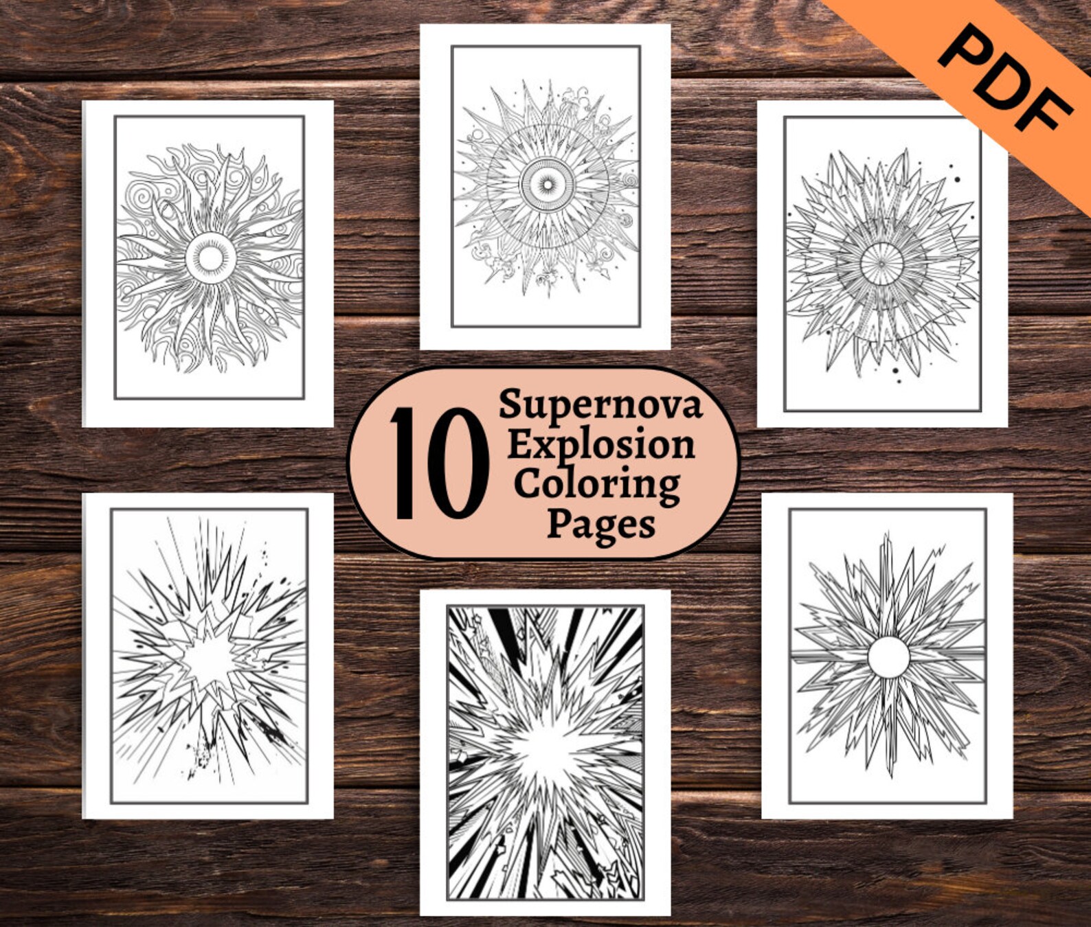 Supernova Explosion Adult Coloring Pages Adult Coloring Book - Etsy