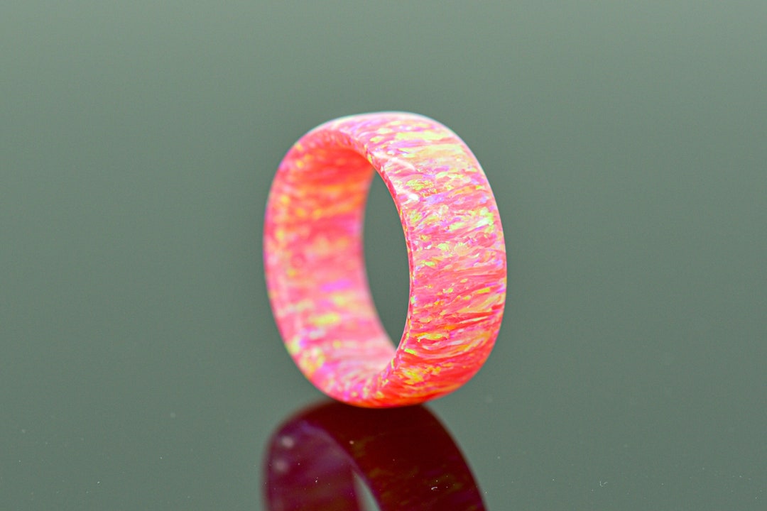 Solid Deep Sea Coral Bello Opal Ring - Etsy