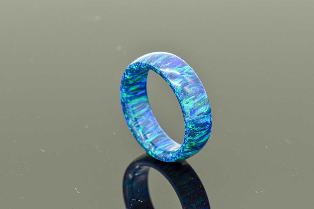 Solid Ocean Blue Bello Opal Ring - Etsy