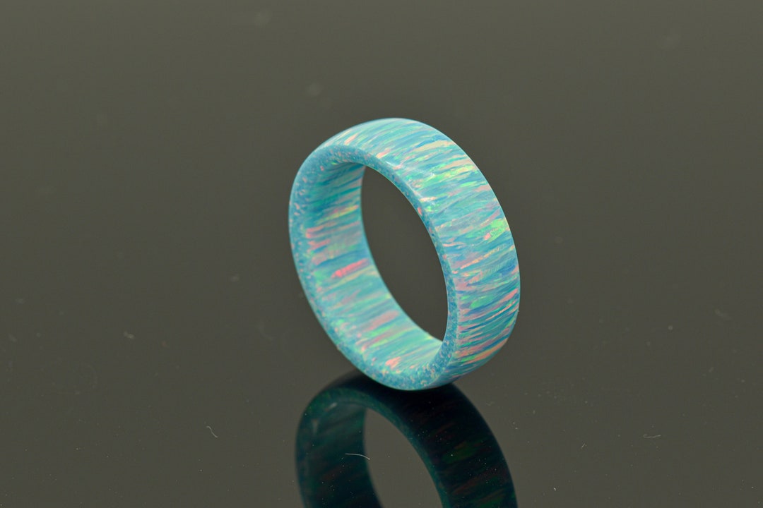 Solid Turquoise Fire Blue Bello Opal Ring - Etsy