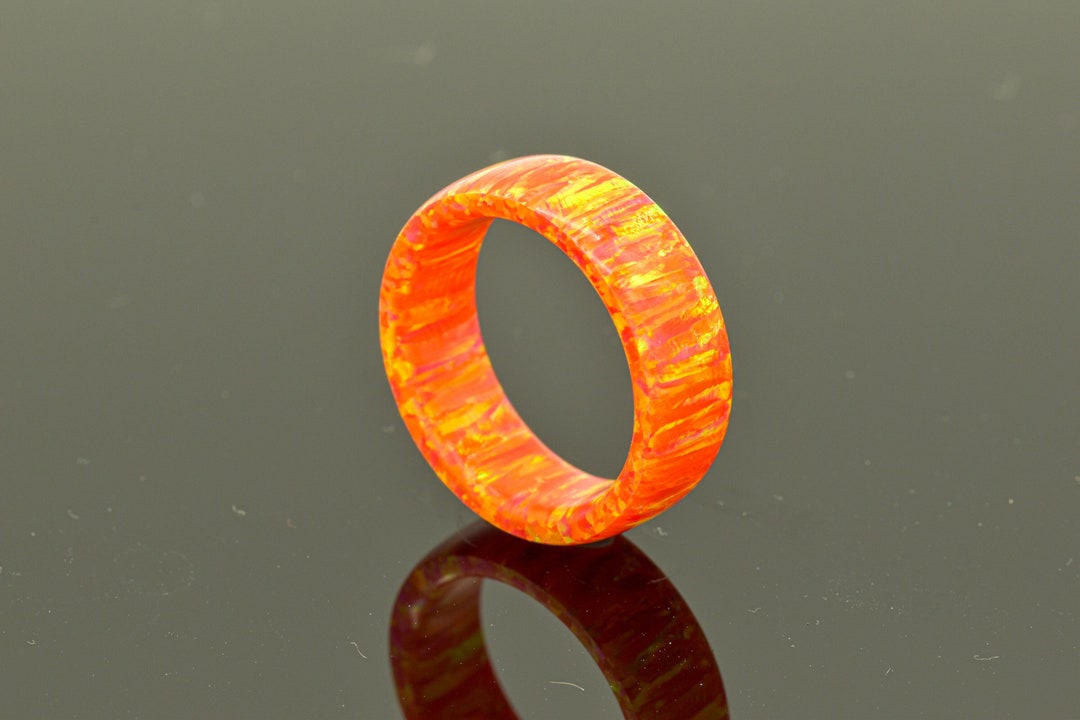 Solid Orange Fire Bello Opal Ring - Etsy