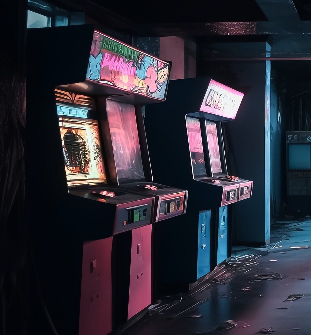 Vintage Arcade Digital Art Print Nostalgic Abandoned Gaming - Etsy