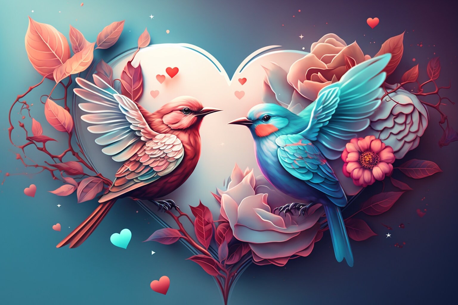 Pink Love Birds Wallpaper