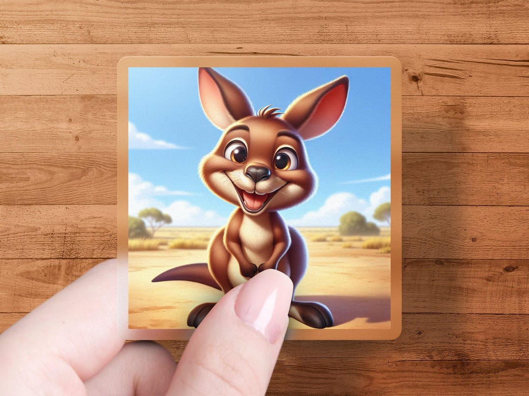 Cute Cartoon Kangaroo Sticker, Australian Wildlife Decal, Laptop and ...