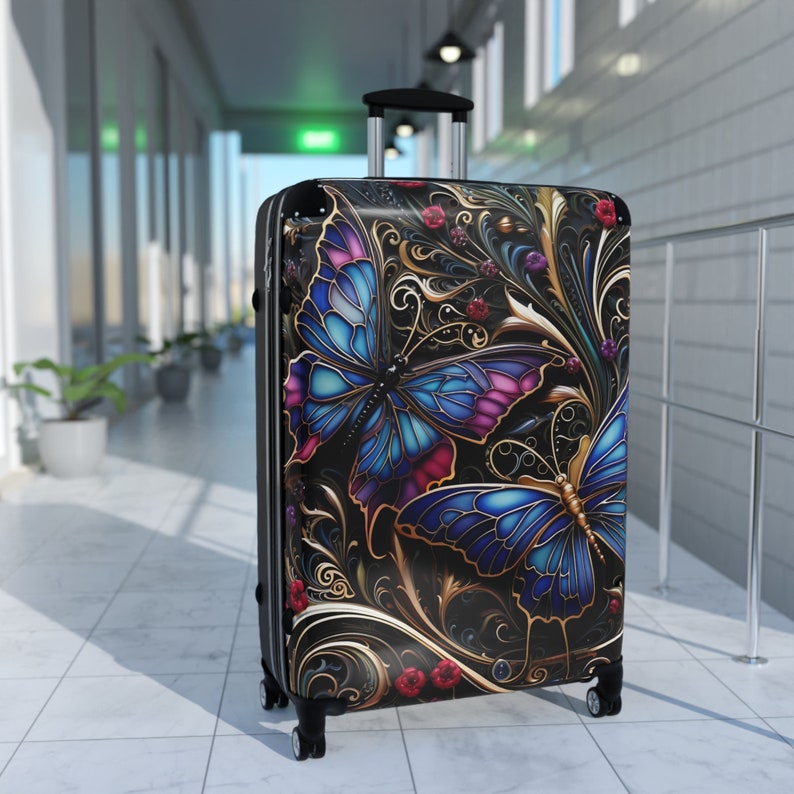 Unique Butterfly Themed Suitcases, Big Beautiful Blue Butterflies ...