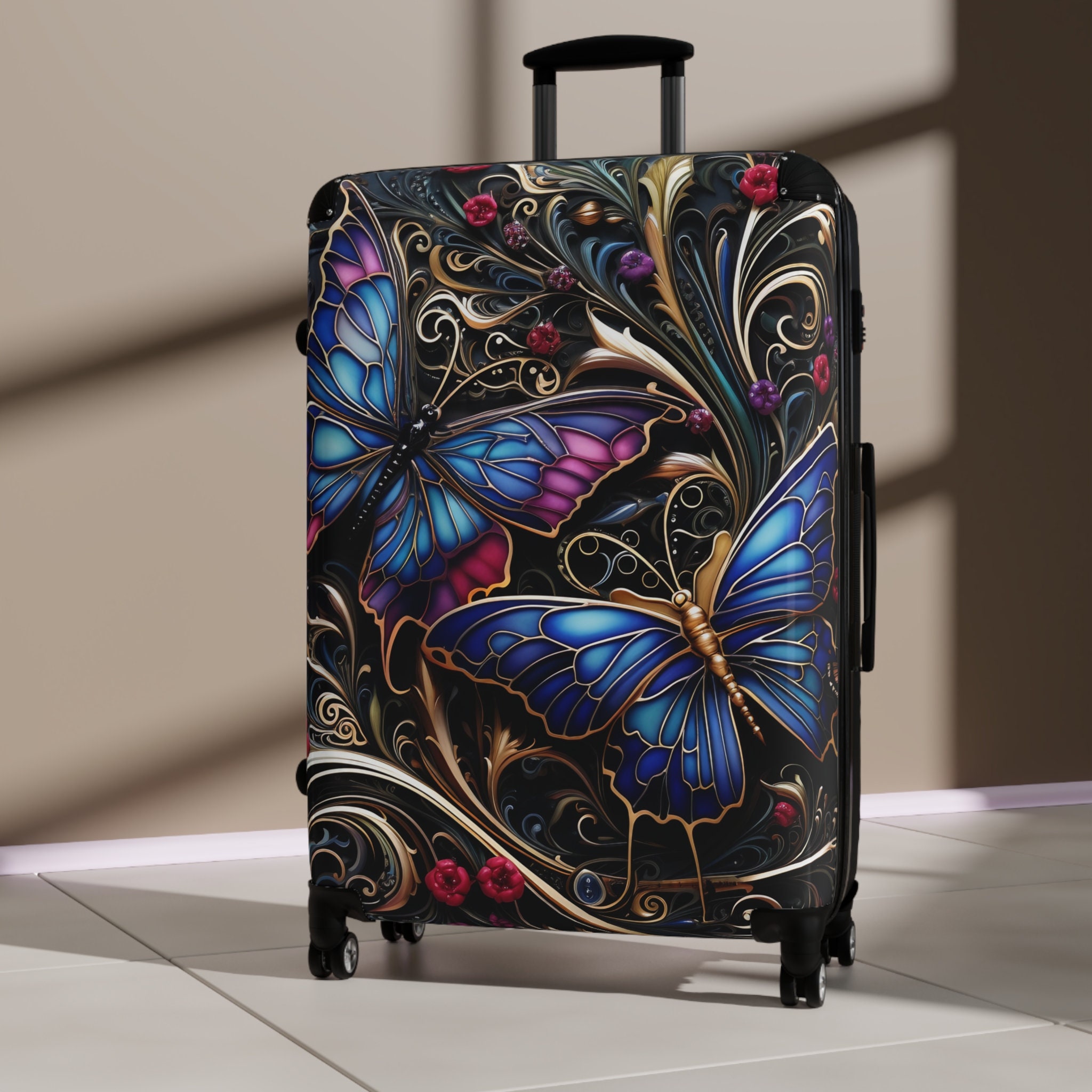 Unique Butterfly Themed Suitcases, Big Beautiful Blue Butterflies ...