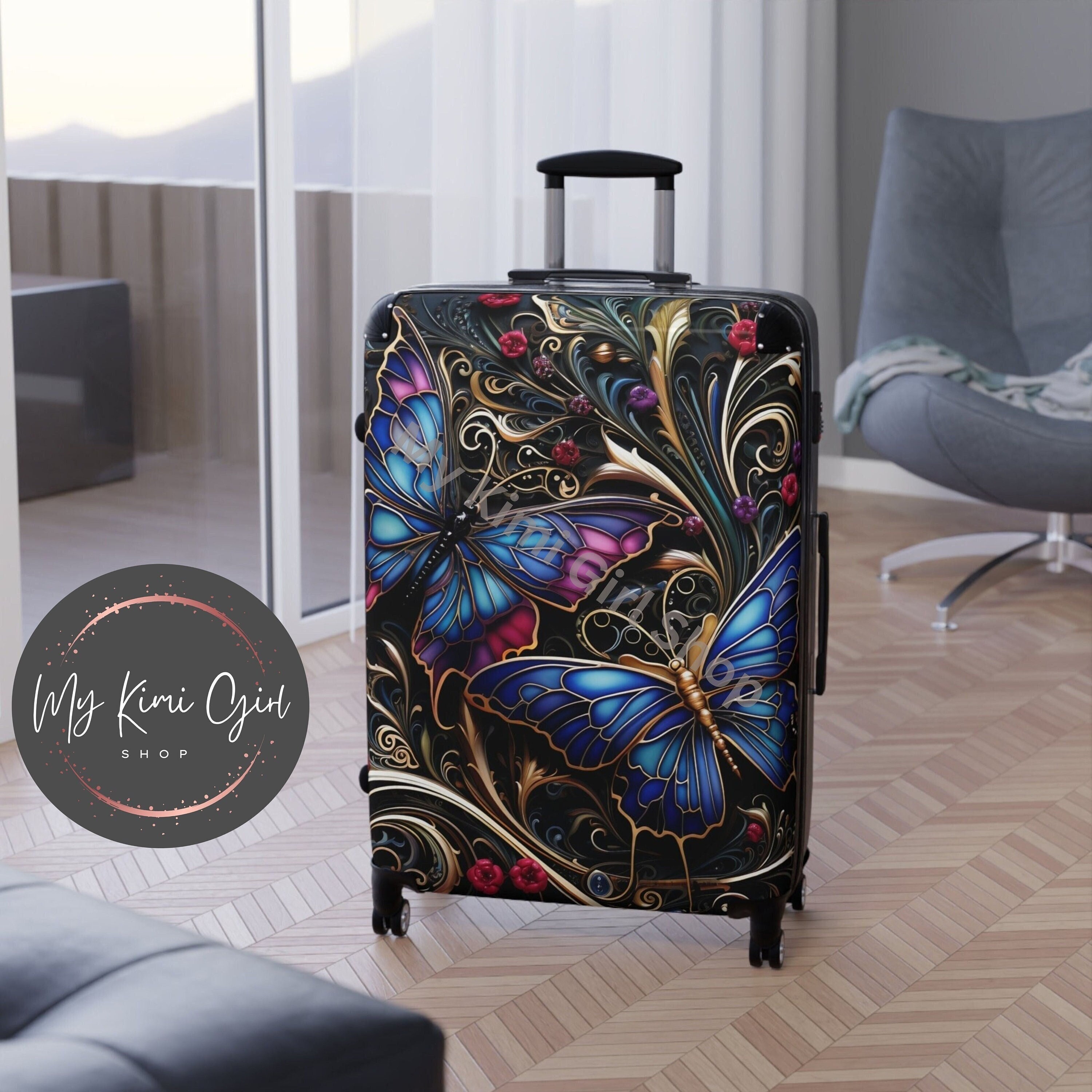 Unique Butterfly Themed Suitcases, Big Beautiful Blue Butterflies ...