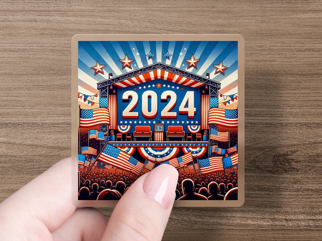 Patriotic 2024 Election American Flag Theme Sticker, Political Rally ...