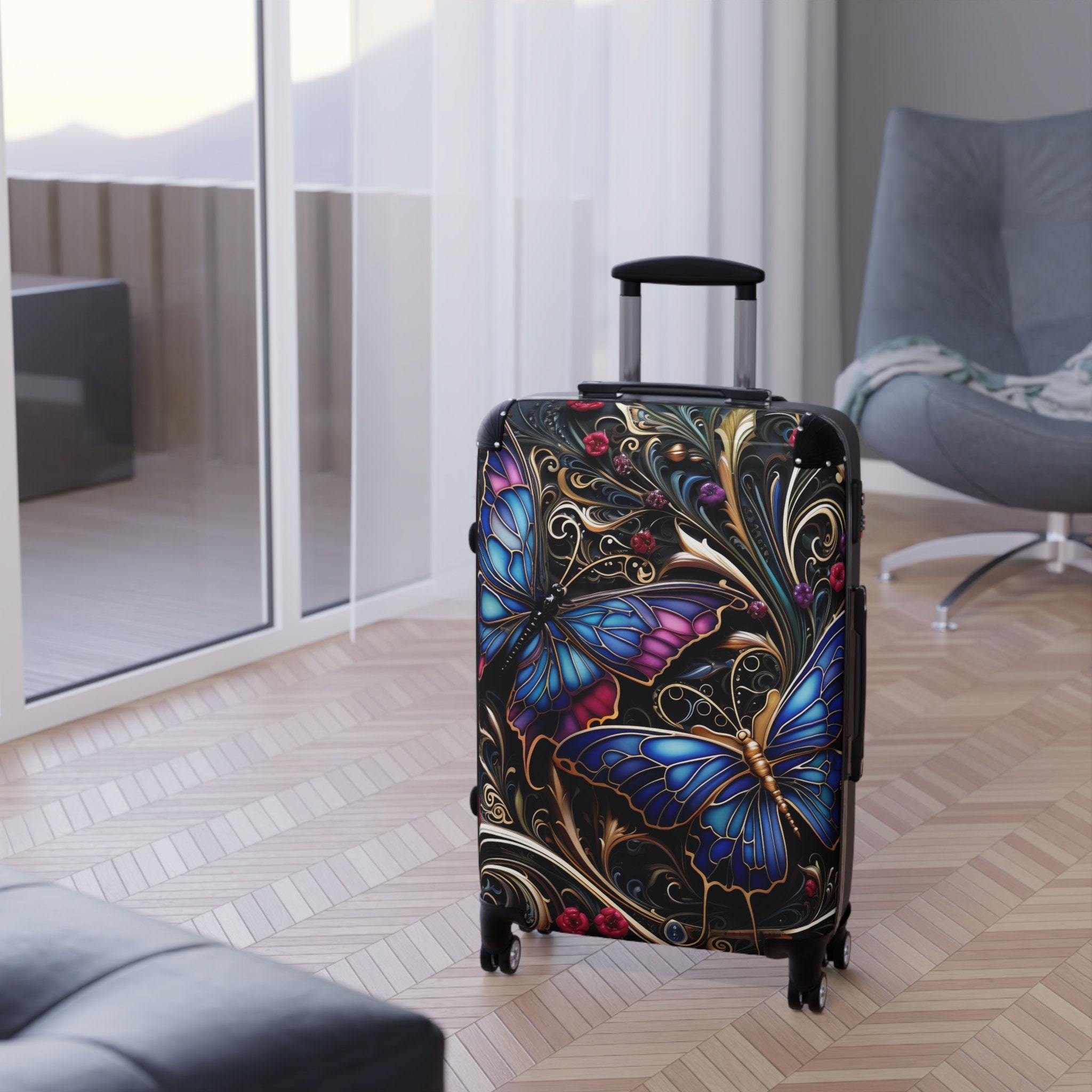 Unique Butterfly Themed Suitcases, Big Beautiful Blue Butterflies ...