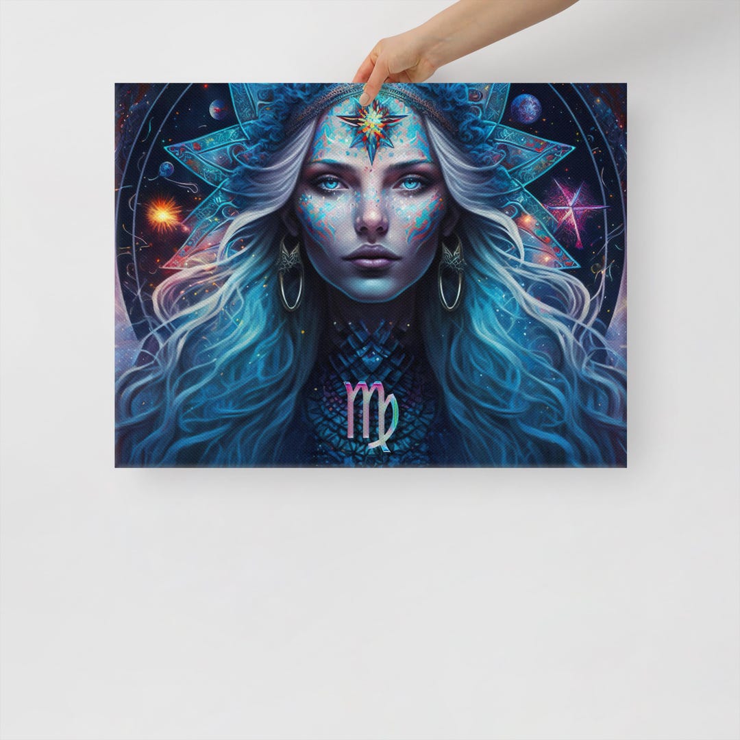 Virgo Visionary Stretched Canvas Print | 24 X 18 Astrology Sign Digital ...