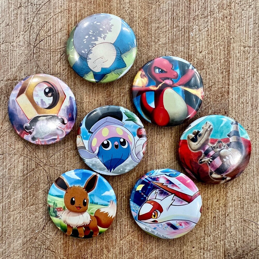 20 Pokémon Button Mystery Pack Made From Real Pokémon Cards Pokemon Pin ...