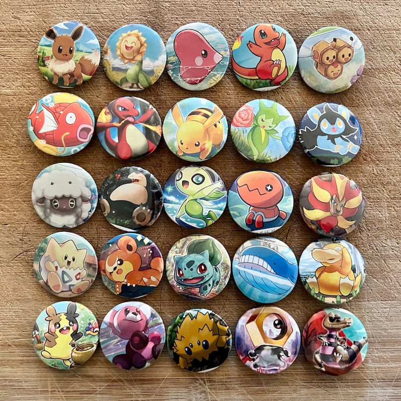 10 Custom Pokémon Button Mystery Pack Made of Authentic Pokémon Cards ...