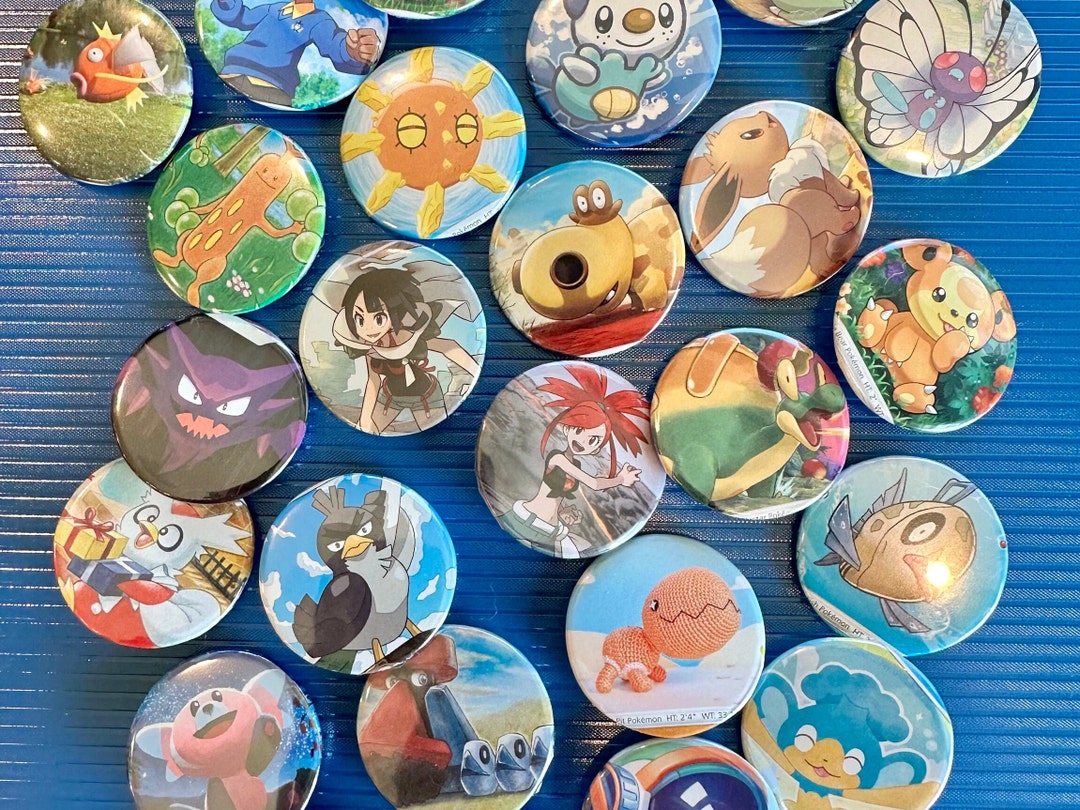 20 Pokémon Button Mystery Pack Made From Real Pokémon Cards Pokemon Pin ...