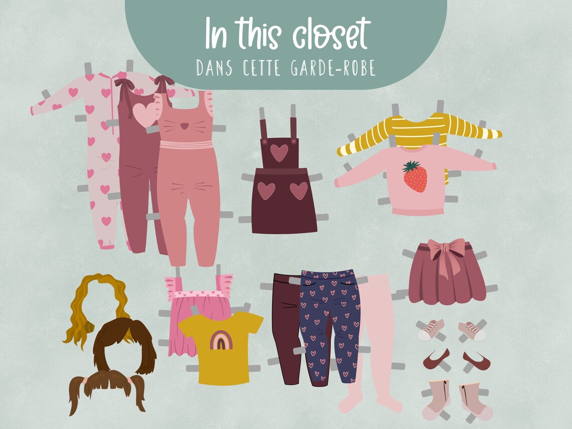Printable Dress-up Doll With Mix and Match Outfits, Dress-up Kit, Paper ...