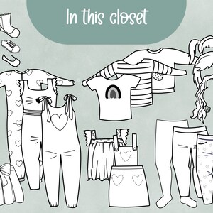 Paper Doll Coloring Page, B&W, Dress-up Kit, Paper Craft Activity ...