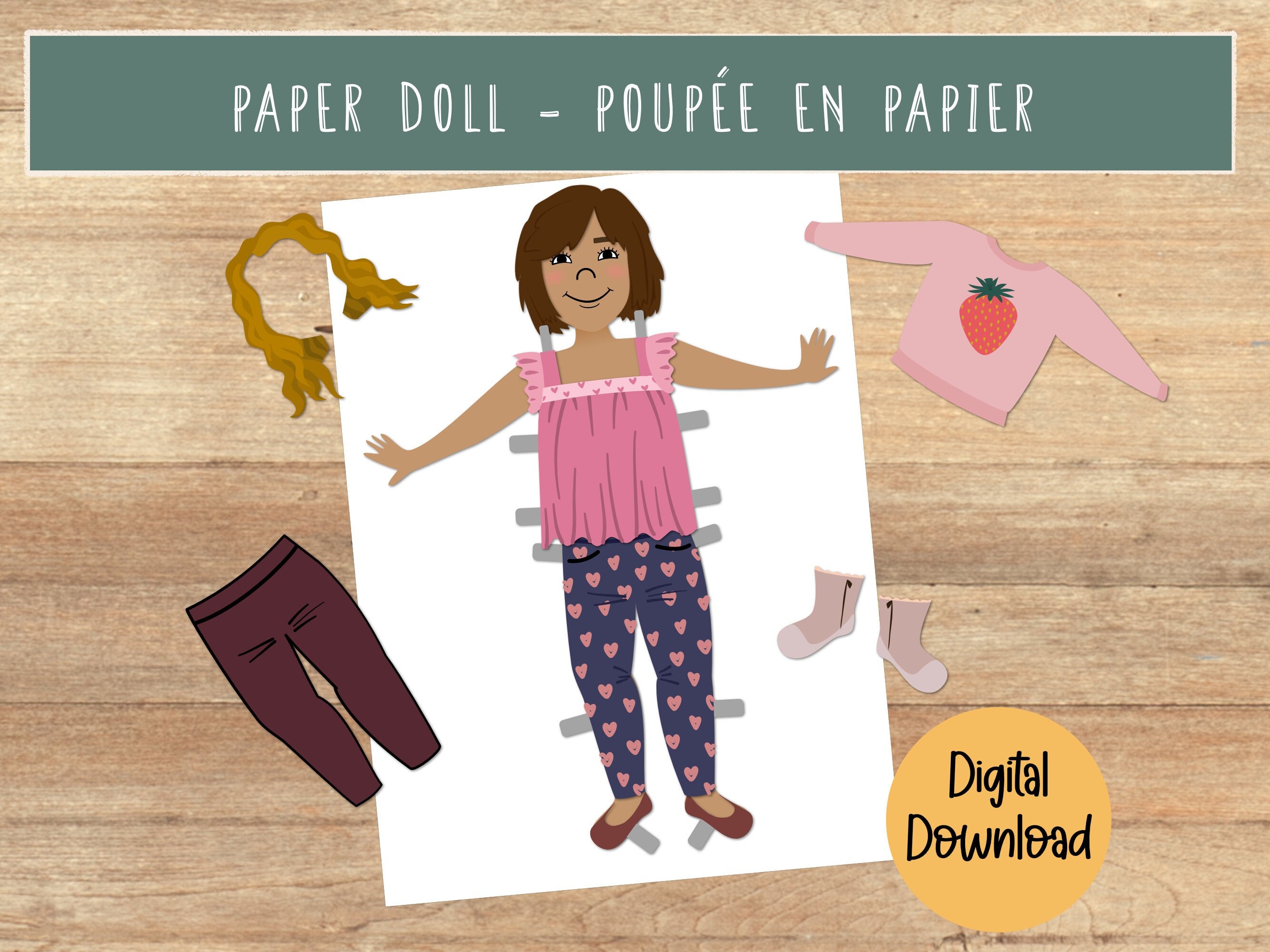 Printable Dress-up Doll With Mix and Match Outfits, Dress-up Kit, Paper ...