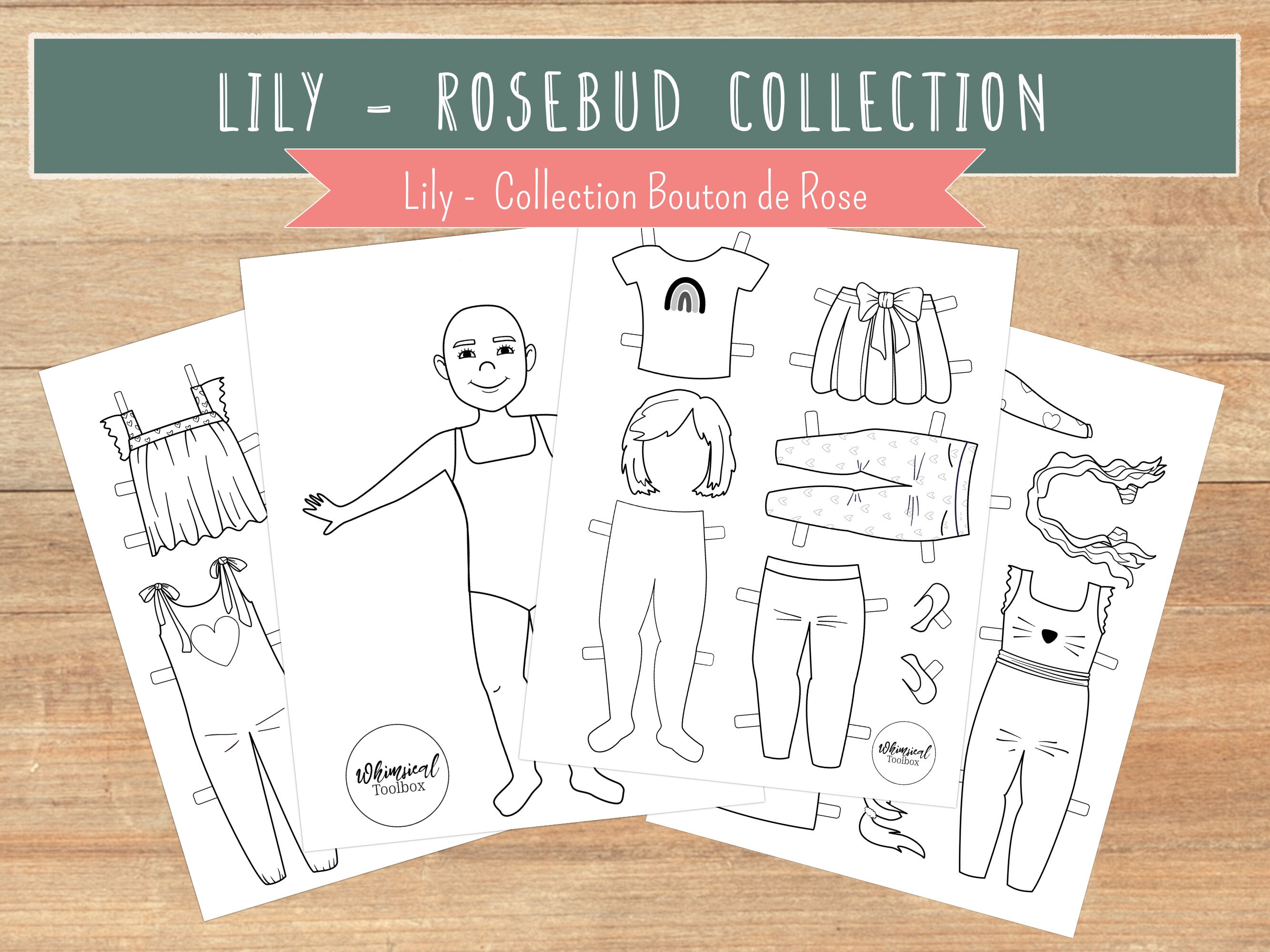 Paper Doll Coloring Page, B&W, Dress-up Kit, Paper Craft Activity ...