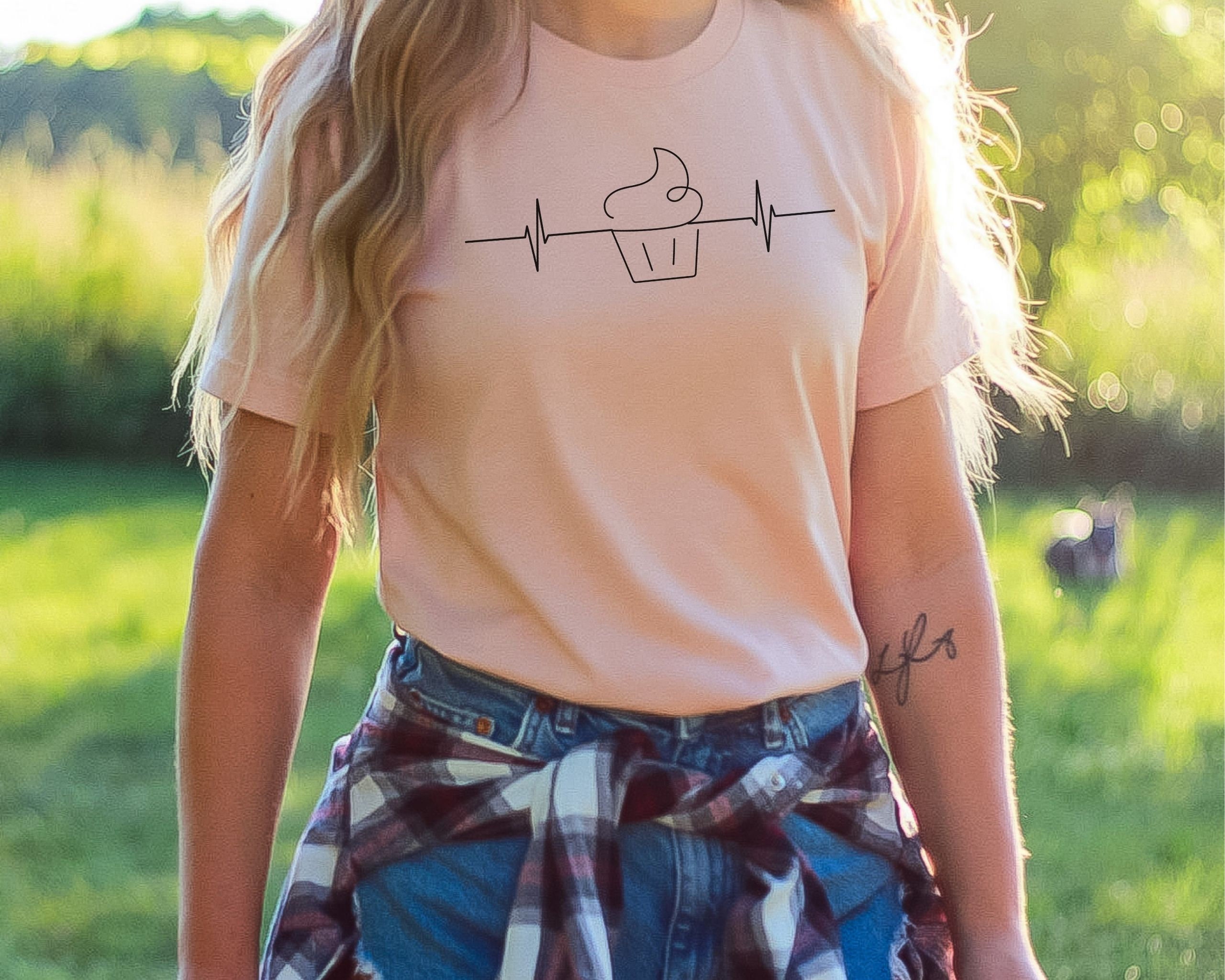 Cupcake Heartbeat T-shirt, Baker Shirt, Gift for Baker, Cute Cake ...