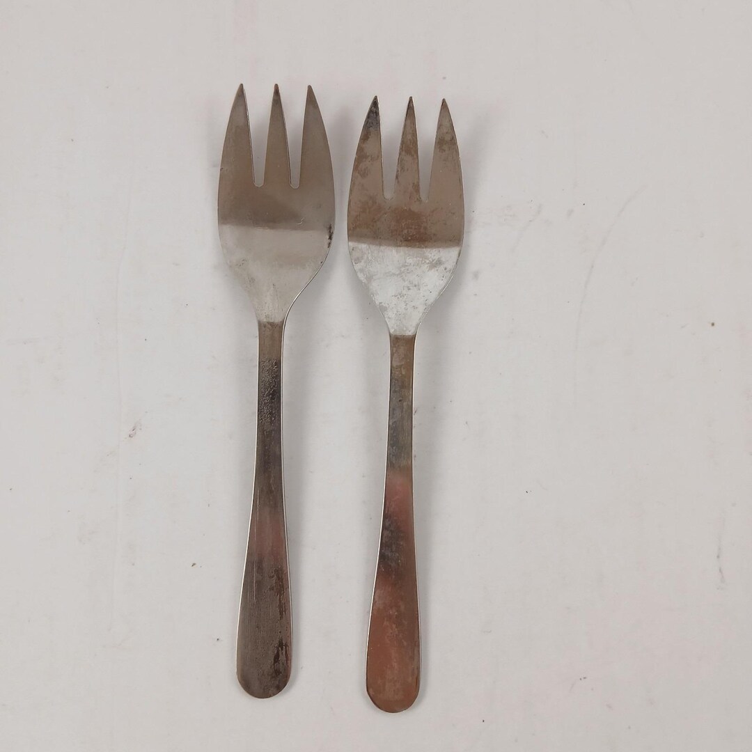 Set of 2 Vintage Leonard Italy Relish Forks Silverplate 3 Tined Small ...