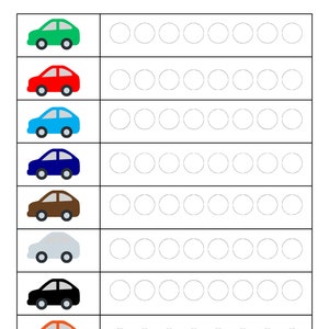 Car Color Count Printable | Car Counting Printable | Car Color ...
