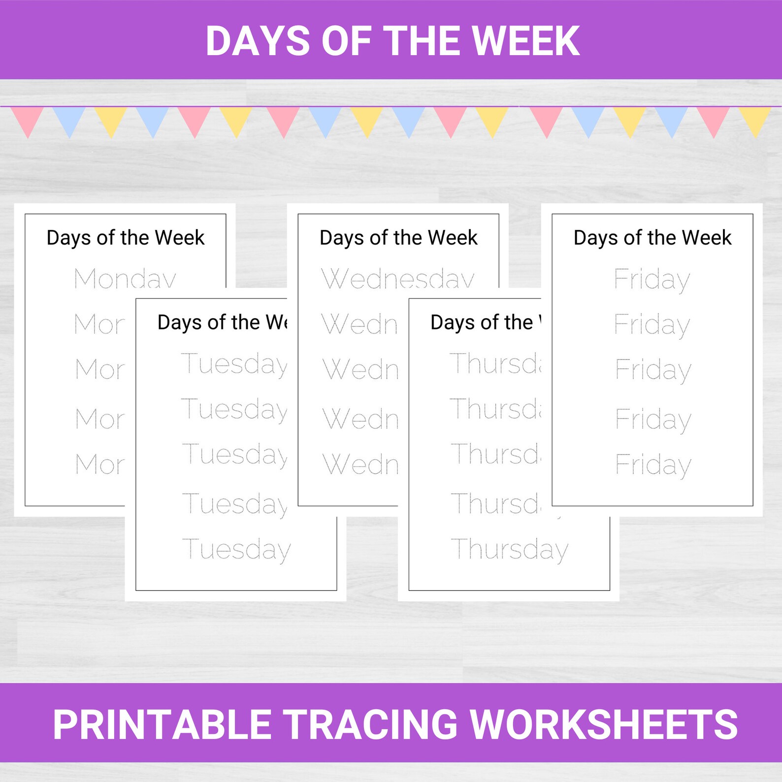 Days of the Week Tracing Days of the Week Tracing Sheet Days of the ...