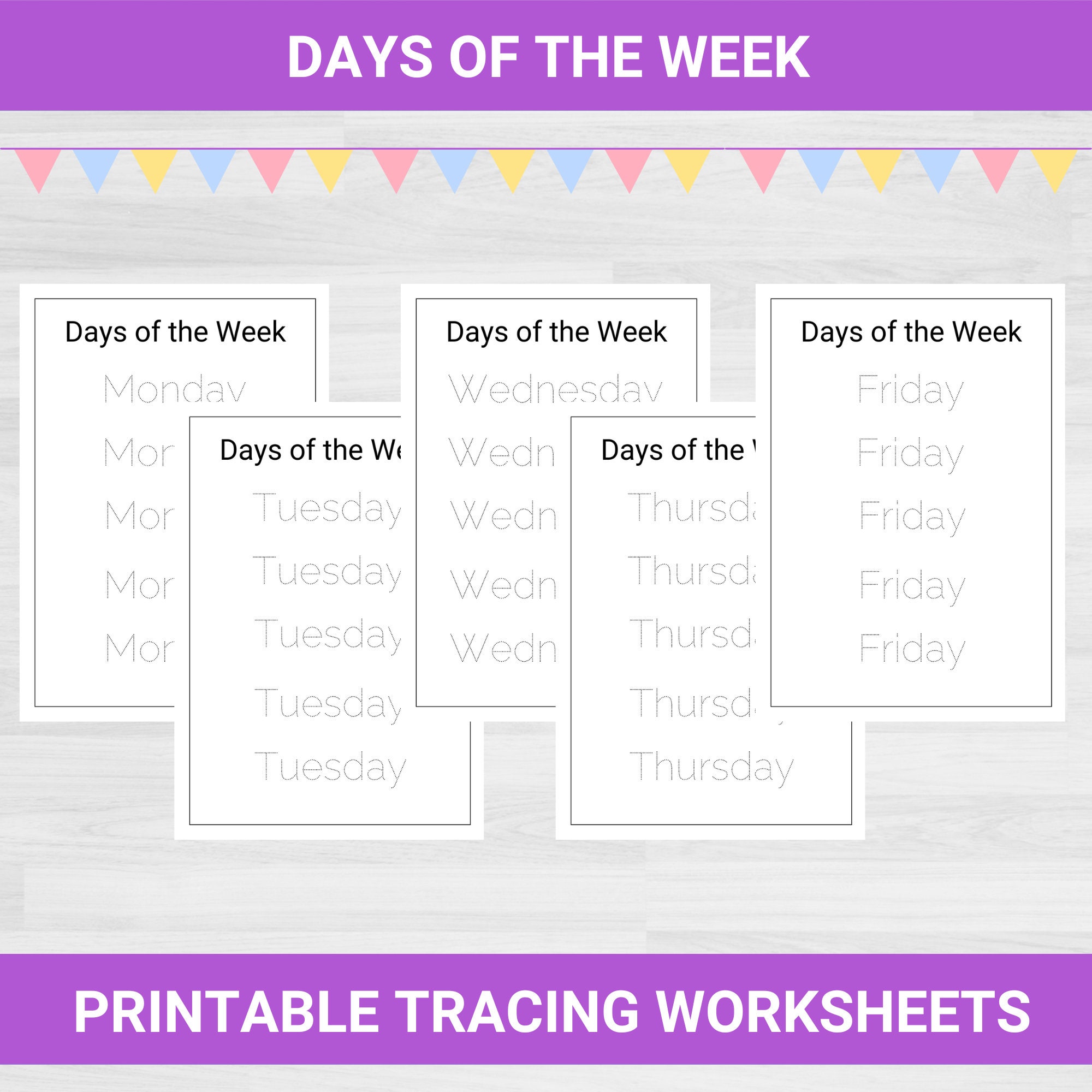 Days of the Week Tracing Days of the Week Tracing Sheet Days of the ...