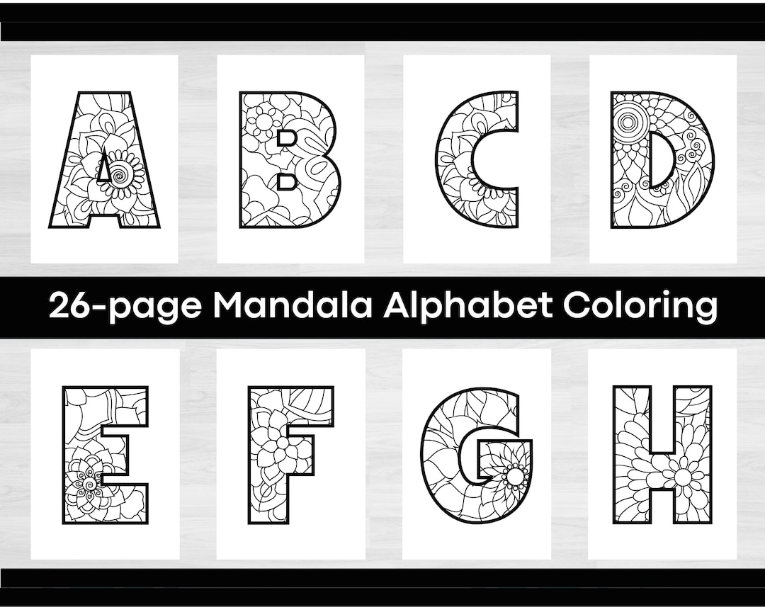 Mandala Alphabet Coloring Pages Mandala Alphabet Letter Coloring Alphabet Activity Printable ...