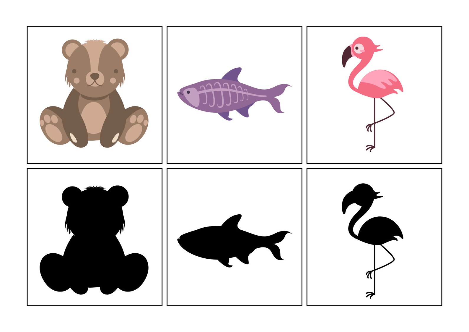 Animal Shadow Matching Game: Printable Learning Activity (digital ...