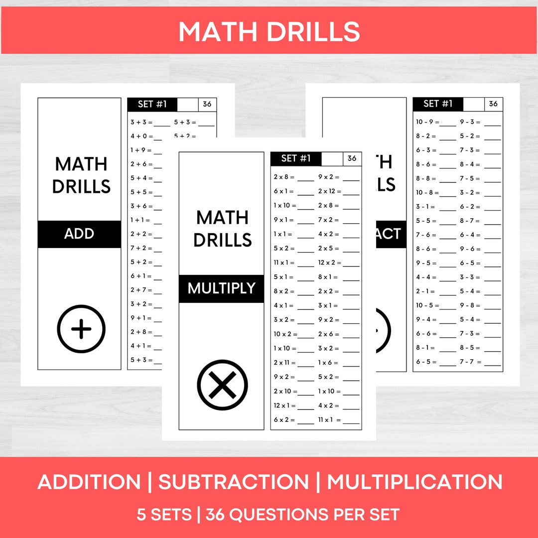 Math Drills Worksheets | Addition Worksheets | Subtraction Worksheets ...