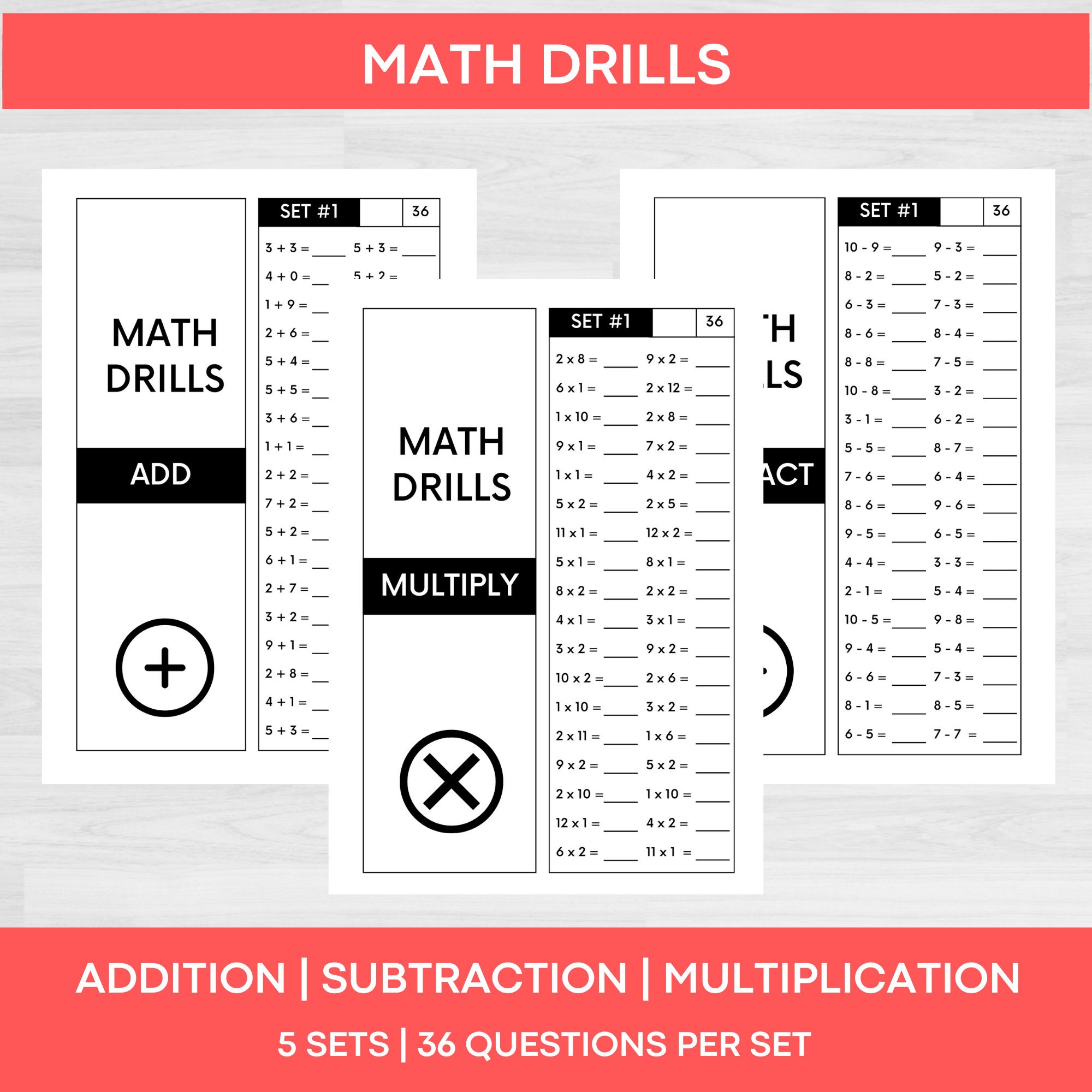 Math Drills Worksheets Addition Worksheets Subtraction Worksheets ...